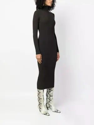 P.a.r.o.s.h Ribbed-knit Roll-neck Midi Dress