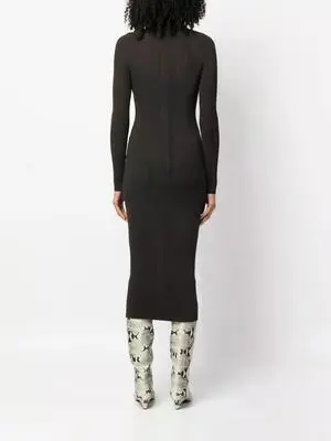 P.a.r.o.s.h Ribbed-knit Roll-neck Midi Dress