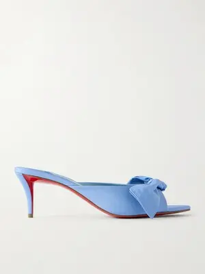 CHRISTIAN LOUBOUTIN Mulazee Bow-embellished Crepe De Chine Mules - Blue
