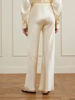 Comme Si Silk-charmeuse Straight-leg Pants - Neutrals