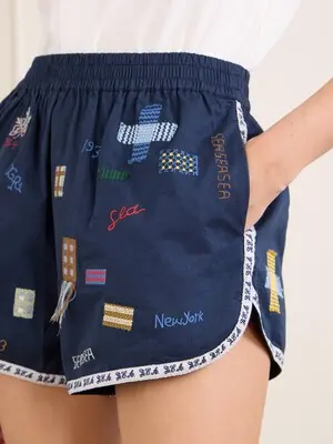 Sea Claira Embroidered Cotton Shorts