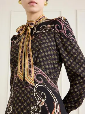 Etro Paisley Printed Satin Midi Dress