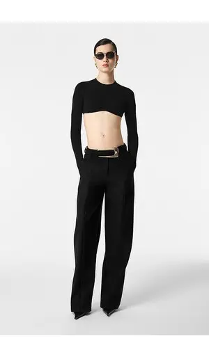 Revolve Jada Long Sleeve Cropped Top - Black
