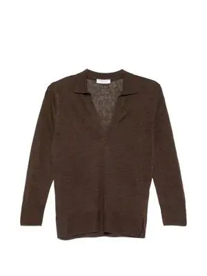 Majestic Filatures V-neck Collared Knit With Side Slits