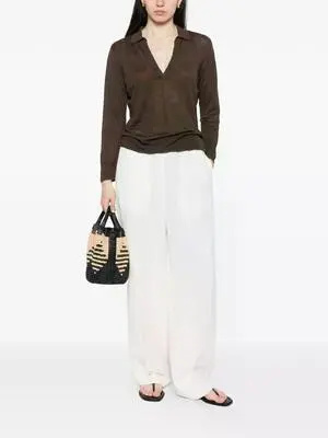 Majestic Filatures V-neck Collared Knit With Side Slits