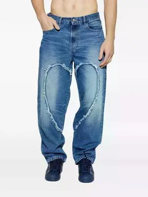 CARNE BOLLENTE Heart Detail Ripped Effect Jeans