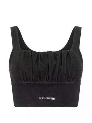PLEIN SPORT Logo-print Cropped Top - Black