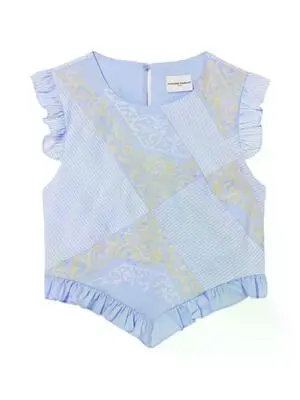 Claudie Pierlot Embroidered Ruffle Top - Blue