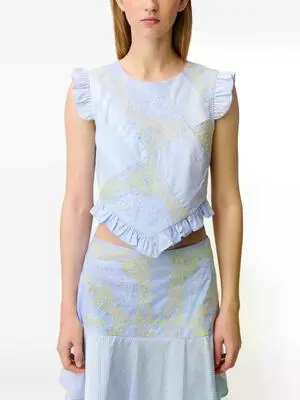 Claudie Pierlot Embroidered Ruffle Top