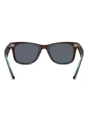 Ray-ban And Blue Trim Square Frame Sunglasses
