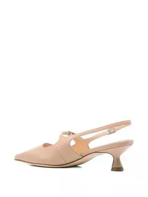 ANNA F. Pointed-toe Leather Slingback Pumps