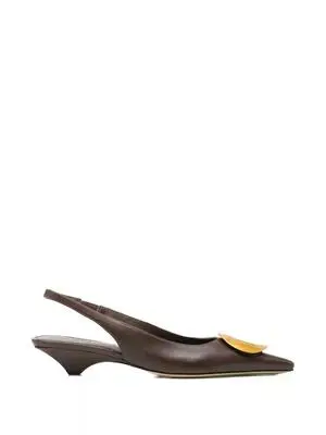 VIC MATIE Pointed-toe Leather Slingback Pumps - Brown
