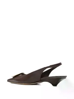 VIC MATIE Pointed-toe Leather Slingback Pumps - Brown