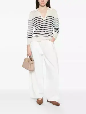 Majestic Filatures Striped Polo Knitwear - Neutrals