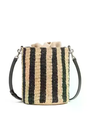 Valentino Garavani Small Striped Raffia Bucket Bag