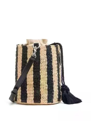 Valentino Garavani Small Striped Raffia Bucket Bag