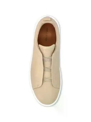 Zegna Slip-on Leather Sneakers - Neutrals