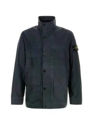 Stone Island Pigmented Wax Jacket - Blue