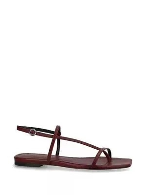 AeydĒ Leather Flat Sandals - Red