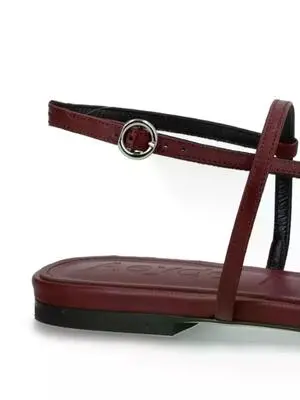 AeydĒ Leather Flat Sandals - Red