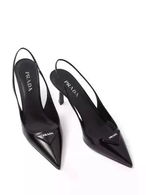 Prada 75mm Triangle-logo Slingback Pumps - Black