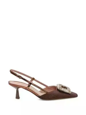 Roberto Festa Ingrid Embellished Pointed-toe Slingback Pumps - Brown
