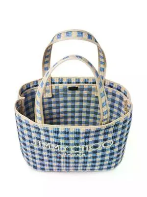 JIMMY CHOO East/west Beach Tote Bag In Raffia - Blue
