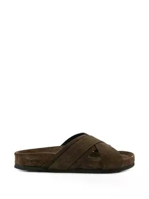 TOM FORD Khaki Criss-cross Strap Sandals - Brown
