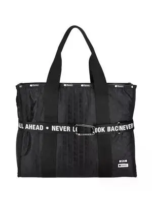 MSGM Patterned Lettering Strap Tote Bag