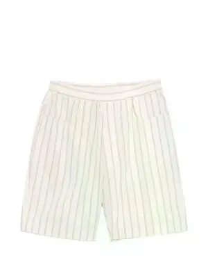 RANRA Vertical Stripe Wide Leg Cotton Shorts - Neutrals
