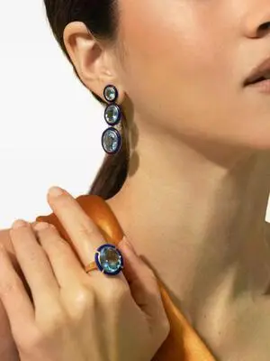 Goshwara 18k Yellow Blue Topaz And Lapis Lazuli Drop Earrings