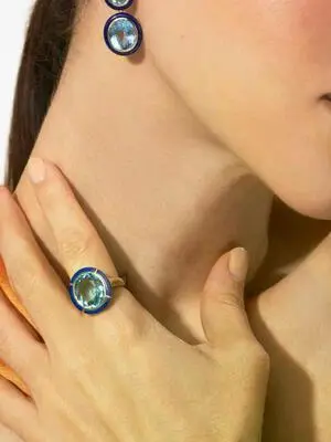 Goshwara 18k Yellow Blue Topaz And Lapis Lazuli Drop Earrings