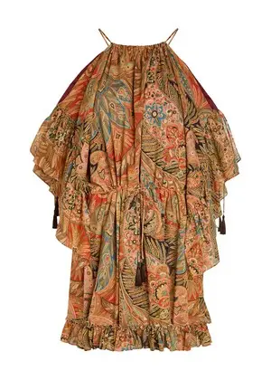 Etro Paisley Frill Cotton Mini Dress - Multicoloured