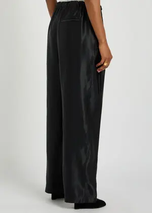 Khaite Rohen Straight-leg Satin Trousers - Black
