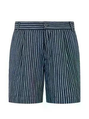 120% Lino Linen Striped Pleated Shorts