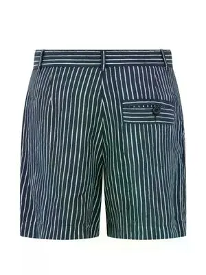 120% Lino Linen Striped Pleated Shorts