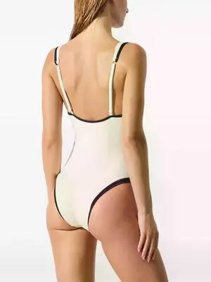Karl Lagerfeld Signature Trimmed Swimsuit - Neutrals