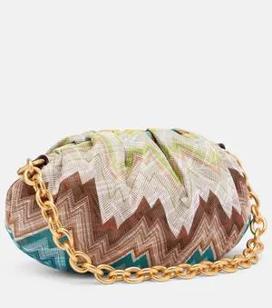 Missoni Zigzag Patterned Leather Trimmed Clutch With Detachable Chain Strap