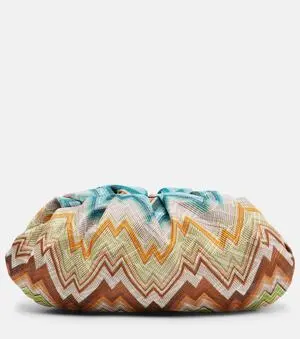 Missoni Zigzag Small Leather-trimmed Clutch - Multicoloured