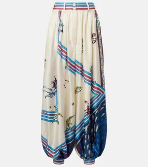 ALEMAIS Apollo Printed Silk Satin Balloon Pants