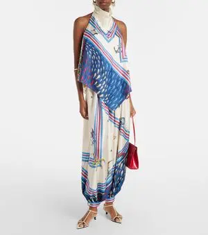 ALEMAIS Apollo Printed Silk Satin Balloon Pants