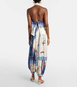 ALEMAIS Apollo Printed Silk Satin Balloon Pants
