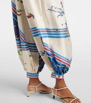ALEMAIS Apollo Printed Silk Satin Balloon Pants