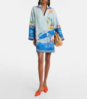 ALEMAIS Island Printed Linen Minidress