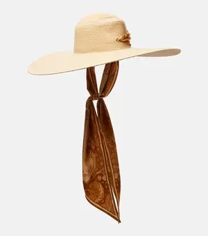 Zimmermann Wide Brim Raffia Sun Hat With Silk Trim