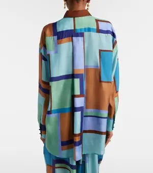 Zimmermann Como Printed Silk Satin Shirt