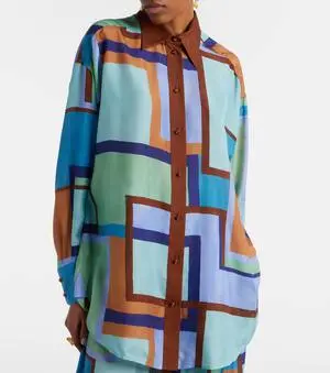 Zimmermann Como Printed Silk Satin Shirt