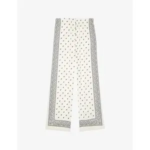 The Kooples Graphic-print Elasticated-waist Woven Trousers - White / Black