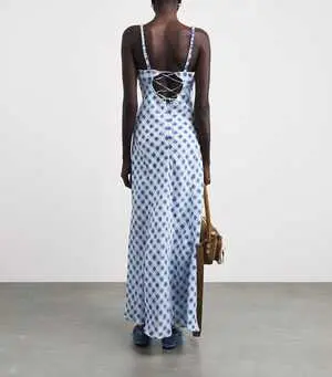 Sandro Linen-blend Gingham Maxi Dress