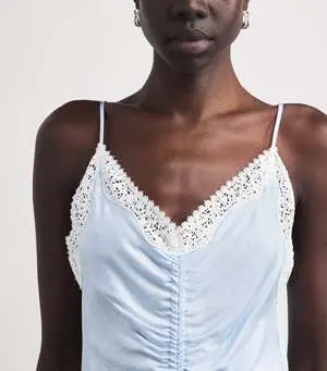 Sandro Satin Lace-detail Midi Dress